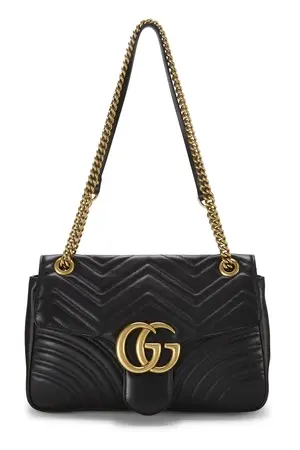 Gucci Leather Gg Marmont Shoulder Bag - Black