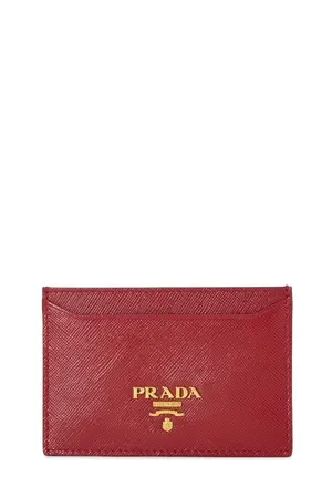 Prada Saffiano Card Holder - Red