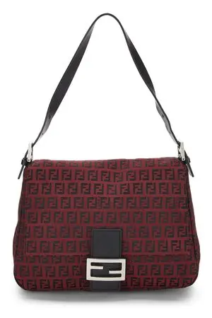 Fendi Zucchino Canvas Mama Shoulder Bag - Red
