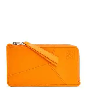 Loewe Leather Puzzle Edge Coin And Card Holder Orange