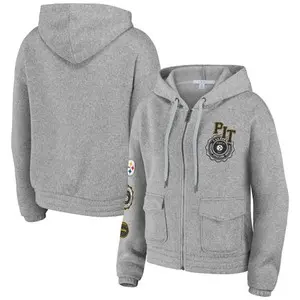 WEAR BY ERIN ANDREWS Pittsburgh Steelers Full-zip Hoodie - Heather Gray