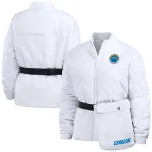 WEAR BY ERIN ANDREWS Los Angeles Chargers Packaway Full-zip Puffer Jacket By - White