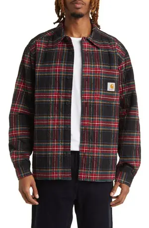 Carhartt Work In Progress Wiles Plaid Flannel Shirt Jacket Wiles Check Black