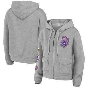 WEAR BY ERIN ANDREWS Minnesota Vikings Full-zip Hoodie - Heather Gray