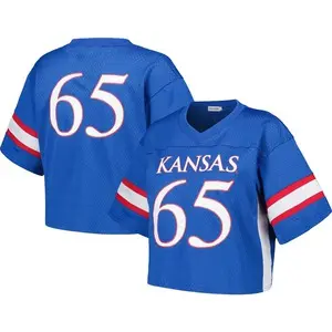 ESTABLISHED & CO. 65 Kansas Jayhawks Fashion Boxy Cropped Football Jersey - Royal