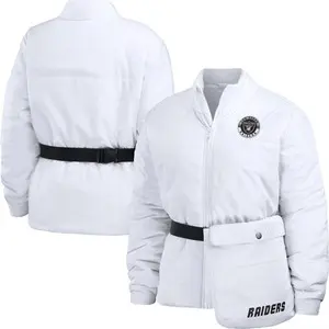 WEAR BY ERIN ANDREWS Las Vegas Raiders Packaway Full-zip Puffer Jacket - White