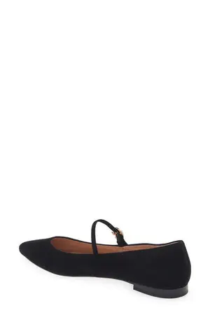 GIANVITO ROSSI Ribbon Pointed Toe Mary Jane Ballet Flat - Black