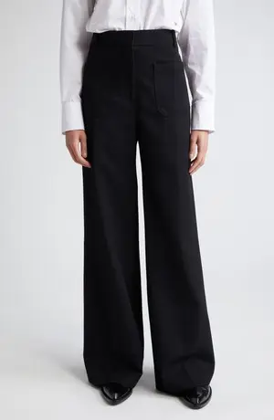 Victoria Beckham Alina Wide Leg Ponte Knit Trousers