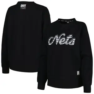 Dkny Brooklyn Nets Regina Raglan Pullover Sweatshirt - Black