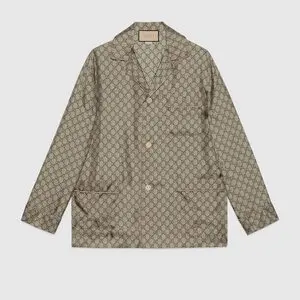 Gucci Gg Printed Silk Shirt - Beige
