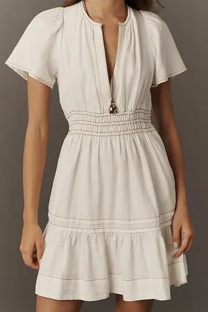 THE SOMERSET COLLECTION BY ANTHROPOLOGIE Somerset Denim Mini Dress - Ivory