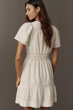 THE SOMERSET COLLECTION BY ANTHROPOLOGIE Somerset Denim Mini Dress - Ivory