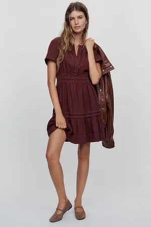 THE SOMERSET COLLECTION BY ANTHROPOLOGIE Somerset 100% Cotton Denim Mini Dress - Wine