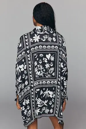COREY LYNN CALTER Long-sleeve Printed Shirtdress - Black Pattern