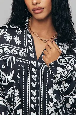COREY LYNN CALTER Long-sleeve Printed Shirtdress - Black Pattern