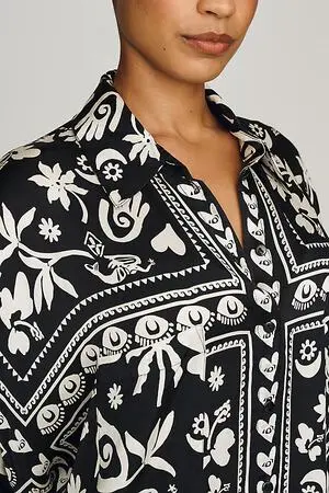 COREY LYNN CALTER Long-sleeve Printed Shirtdress - Black Pattern