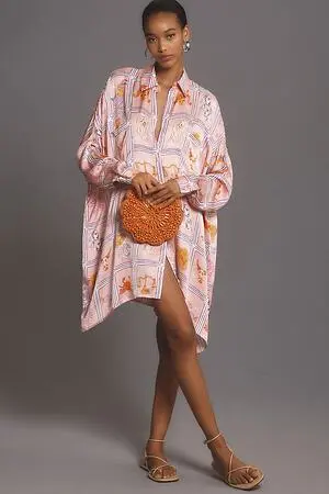 COREY LYNN CALTER Corey Lynn Calter Printed Oversized Shirt Dress Pink