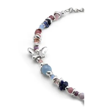 UNODE50 Sterling -plated Beaded Bracelet With Multicolor Handmade Crystals