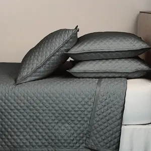 ANN GISH Double Diamond Coverlet Set, King - Charcoal
