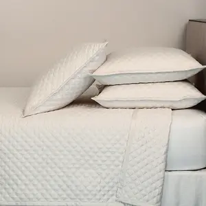 ANN GISH Double Diamond Coverlet Set, King Ivory