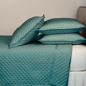 ANN GISH Double Diamond Coverlet Set, King Teal