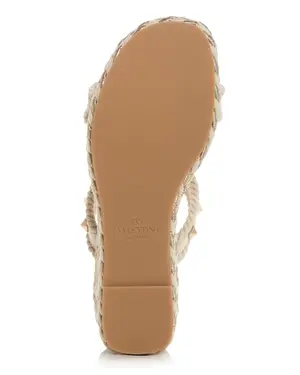 Valentino Garavani Rockstud Espadrille Wedge Sandals - Ivory