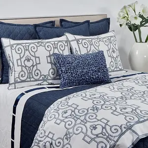 ANN GISH Faux Linen Coverlet Set, King - Indigo