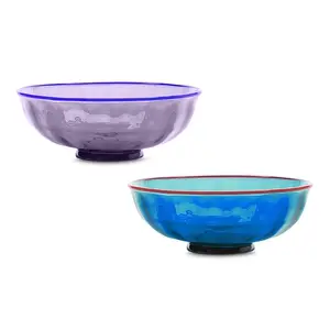 La DoubleJ Murano Glass Luxury Nut Bowls, Set Of 2 - Turchese/viola