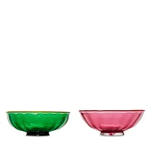 La DoubleJ Murano Glass Luxury Nut Bowls, Set Of 2 Verde/rosa