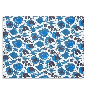 La DoubleJ Linen Print Tablemats, Set Of 2 - Wildbird Blue