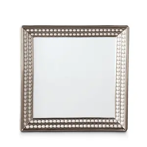 L'Objet Perlee Platinum 8 Square Tray - Platinum/white