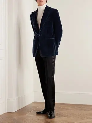 SAMAN AMEL Slim-fit Cotton-velvet Tuxedo Jacket