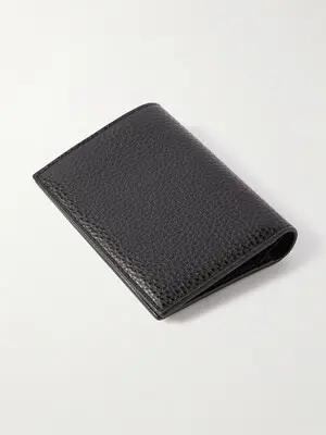 Saint Laurent Tiny Cassandre Logo-appliquéd Full-grain Leather Bifold Wallet - Black