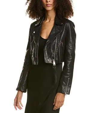 ALLSAINTS Allsaints Dren Leather Crop Biker Jacket - Nocolor