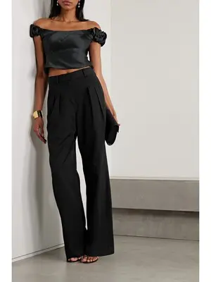 LoveShackFancy Adams Pleated Wide-leg Pants