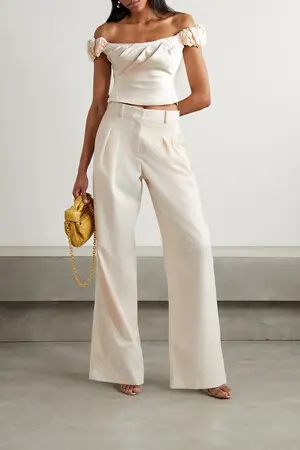LoveShackFancy Adams Pleated Wide-leg Pants
