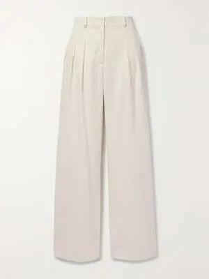 LoveShackFancy Adams Pleated Wide-leg Pants