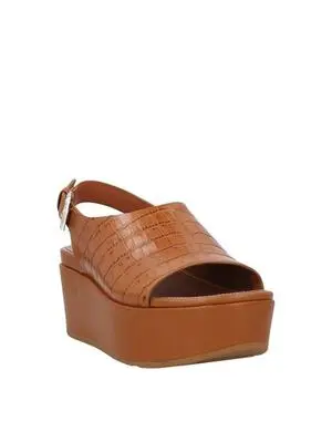 Fitflop Leather Crocodile-print Wedge Sandals