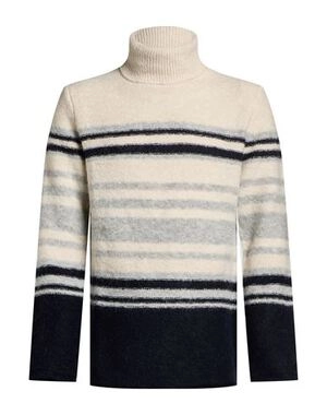 IRISH CRONE Striped Turtleneck Sweater - Cream