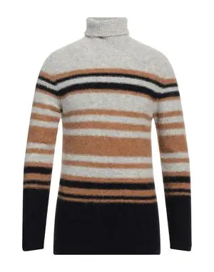 IRISH CRONE Striped Turtleneck Sweater In Wool Blend