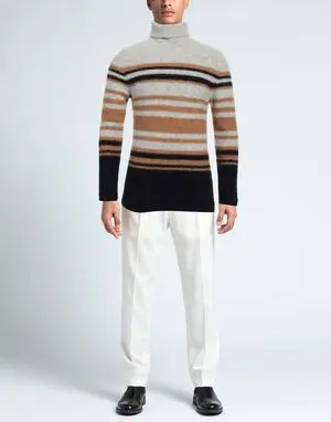 IRISH CRONE Striped Turtleneck Sweater In Wool Blend