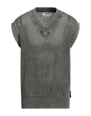 MSGM Two-tone V-neck Knit Sweater - Grey