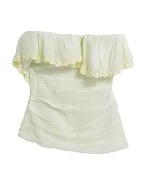 Isabel Marant Étoile Ruched Ramie Top With Embroidery - Yellow