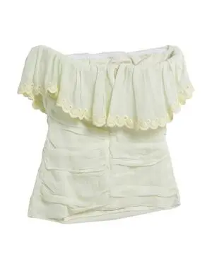 Isabel Marant Étoile Ruched Ramie Top With Embroidery - Yellow