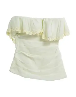 Isabel Marant Étoile Ruched Ramie Top With Embroidery - Yellow