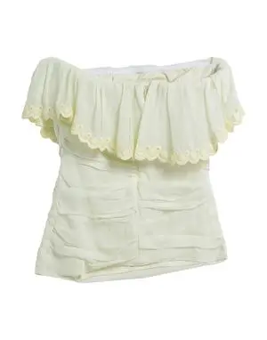 Isabel Marant Étoile Ruched Ramie Top With Embroidery - Yellow