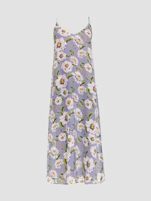 THE LAZY POET Frida Linen Floral Maxi Dress - Blue