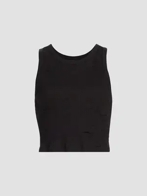 R13 Distressed Crop Tank - Black