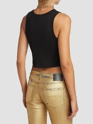 R13 Distressed Crop Tank - Black