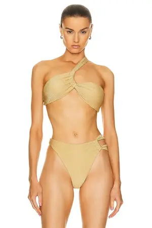 Cult Gaia Charmaine One Shoulder Bikini Top - Champagne